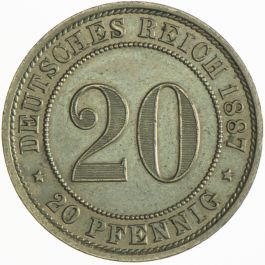 1887 Germany Copper-Nickel 20 Pfennig 1887 A